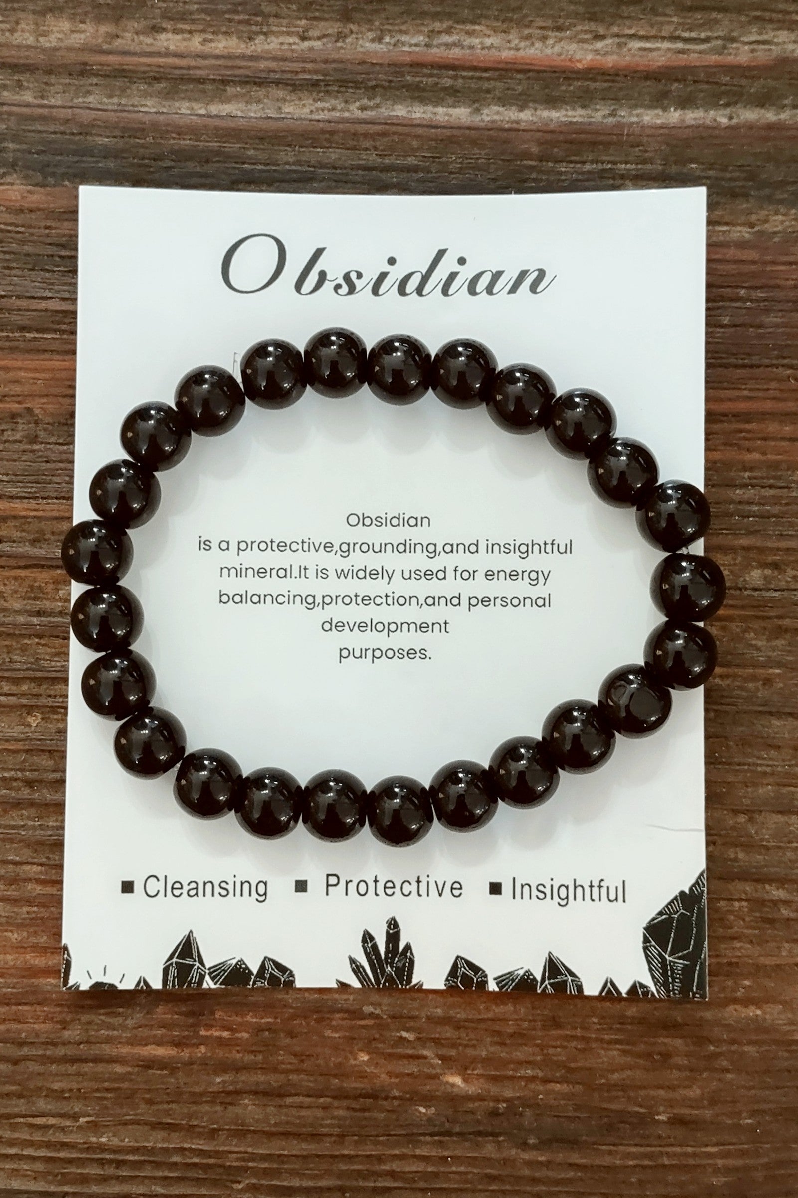 Obsidian Crystal Stone Stretch Bracelet | Cactus Creek — Cactus Creek Shop